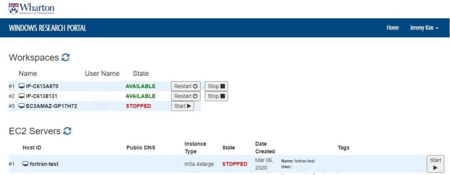 Windows Research Portal - AWS EC2 - Research-IT